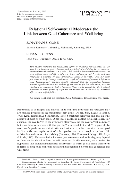 (PDF) Relational self-construal moderates the link between goal ...