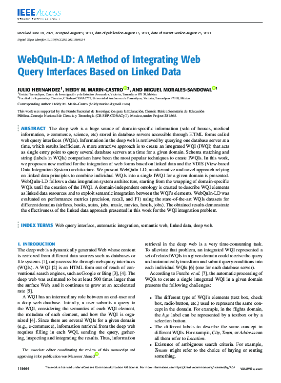 Pdf Webquin Ld A Method Of Integrating Web Query Interfaces Based On Linked Data 