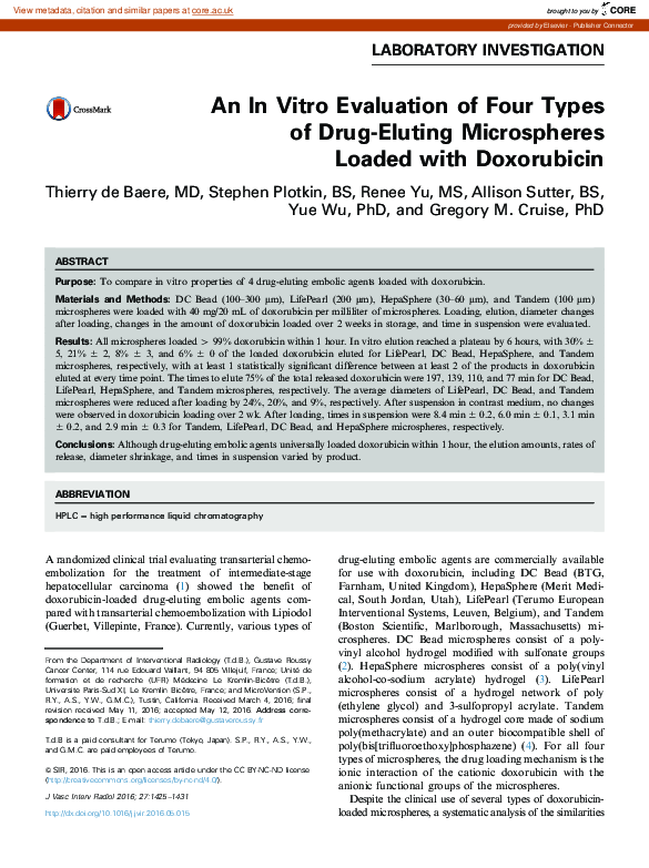 (PDF) An In Vitro Evaluation of Four Types of Drug-Eluting Microspheres ...