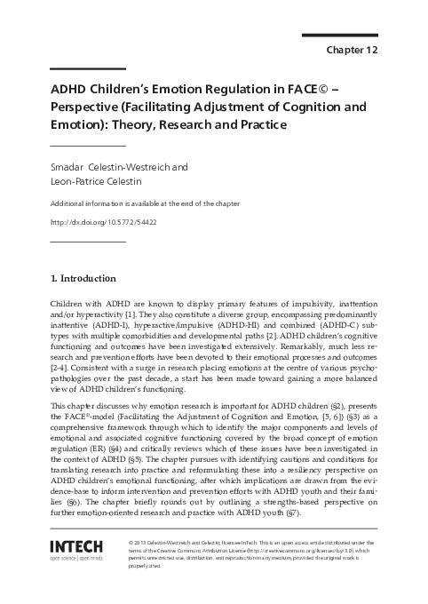 (PDF) ADHD Children’s Emotion Regulation in FACE© – Perspective ...