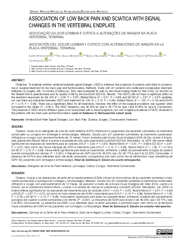 (PDF) Association of Low Back Pain and Sciatica with Signal Changes in ...