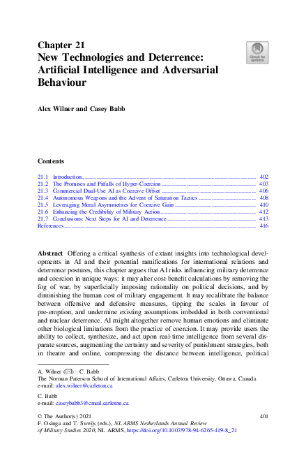 (PDF) New Technologies and Deterrence: Artificial Intelligence and ...