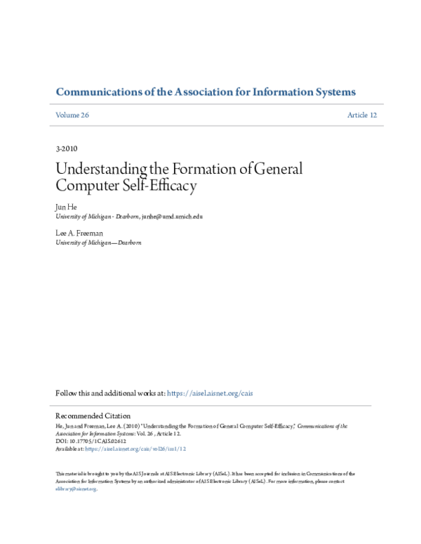 (PDF) Understanding the formation of general computer self-efficacy