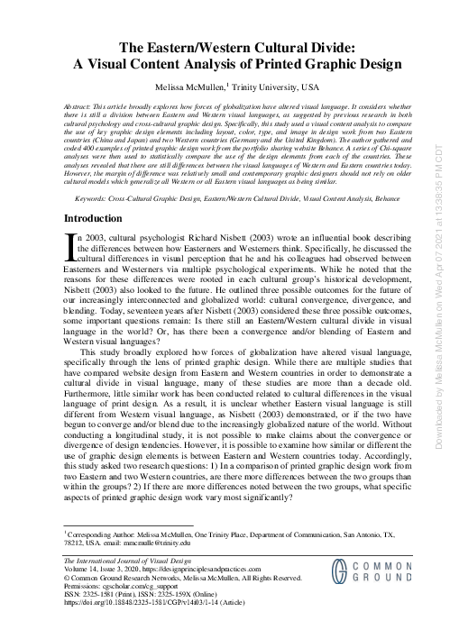 (PDF) The Eastern/Western Cultural Divide: A Visual Content Analysis of ...