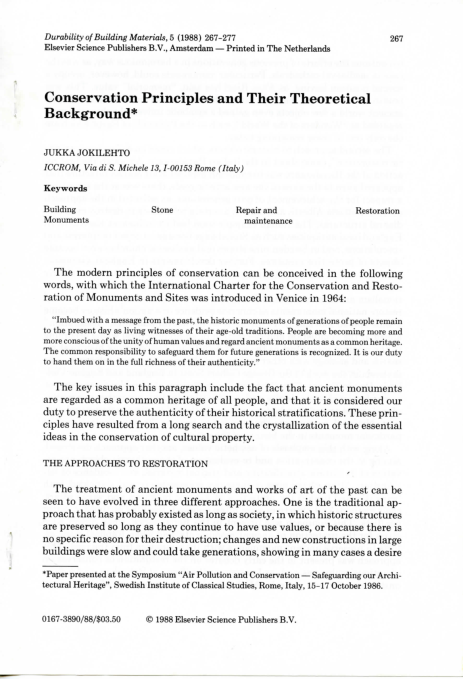 (PDF) Conservation principles and their theoretical background