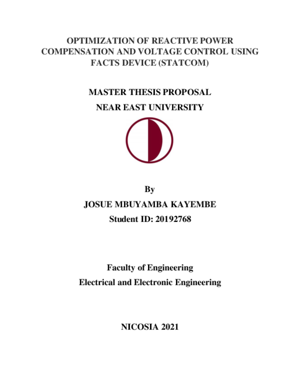 Pdf Optimization Of Reactive Power Compensation And Voltage Control Using Facts Device Statcom
