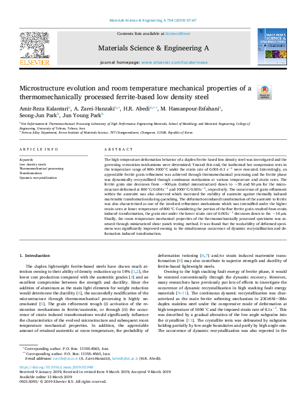 (PDF) Microstructure evolution and room temperature mechanical properties of a thermo ...