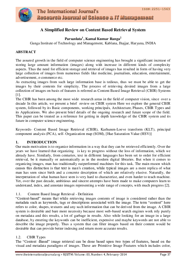 (PDF) A Simplified Review on CONTENT BASED RETRIVAL SYSTEM