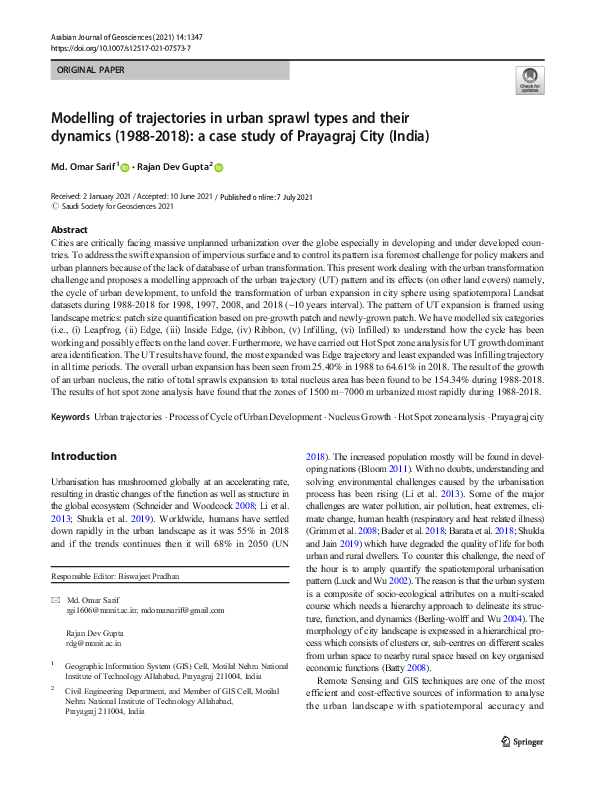 (PDF) Modelling of trajectories in urban sprawl types and their ...