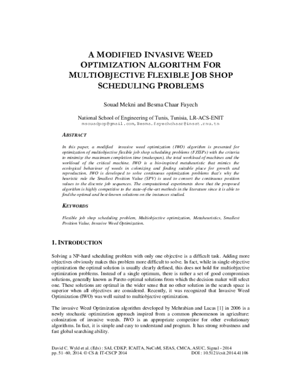 (PDF) an Invasive Weed Optimization Algorithm