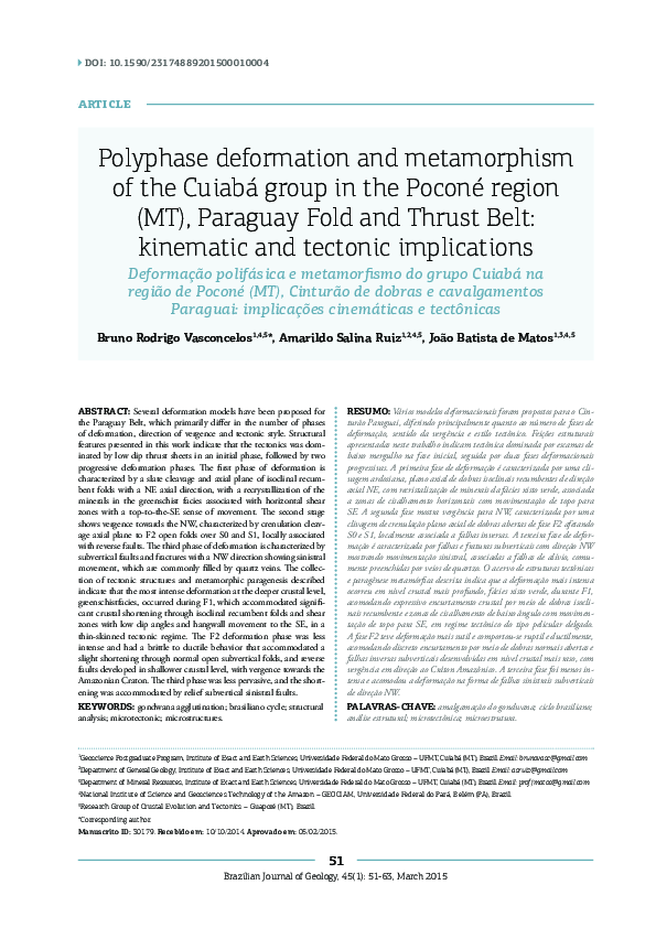 (PDF) Polyphase deformation and metamorphism of the Cuiabá group in the ...