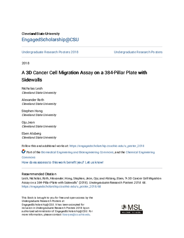 (PDF) A 3D Cancer Cell Migration Assay on a 384-Pillar Plate with ...