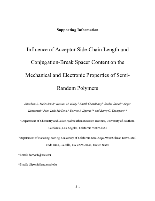 (PDF) Influence of Acceptor Side-Chain Length and Conjugation-Break Spacer Content on the ...