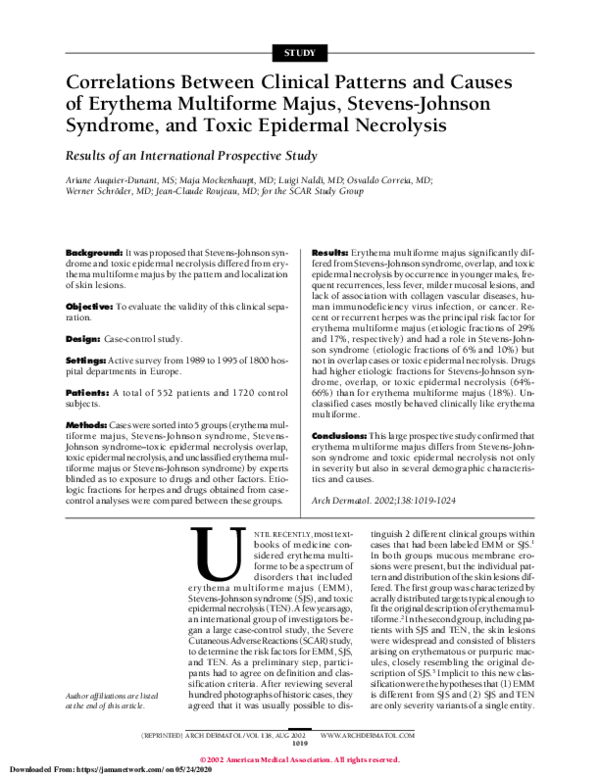(PDF) Correlations between clinical patterns and causes of erythema ...