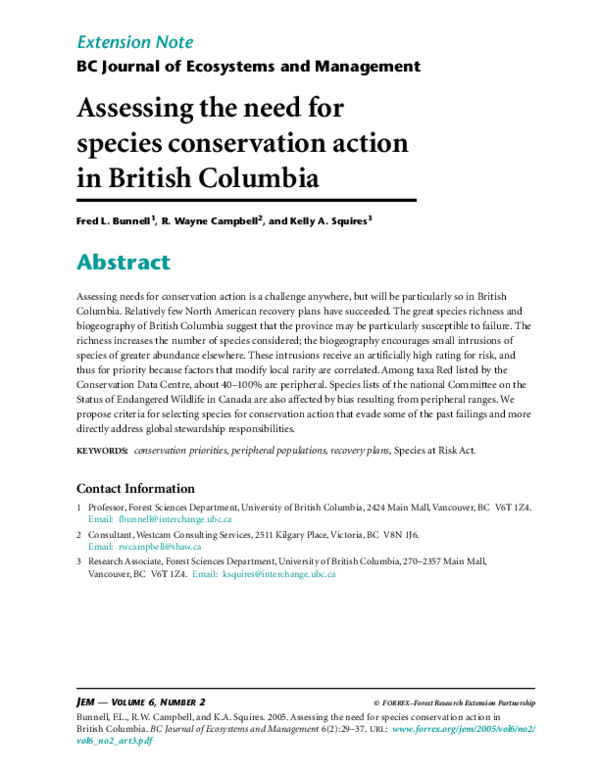 (PDF) BC Journal of Ecosystems and Management