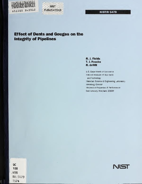 (PDF) Effect of dents and gouges on the integrity of pipelines