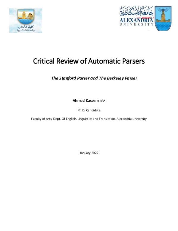 (PDF) Critical Review of Automatic Parsers The Stanford Parser and The ...