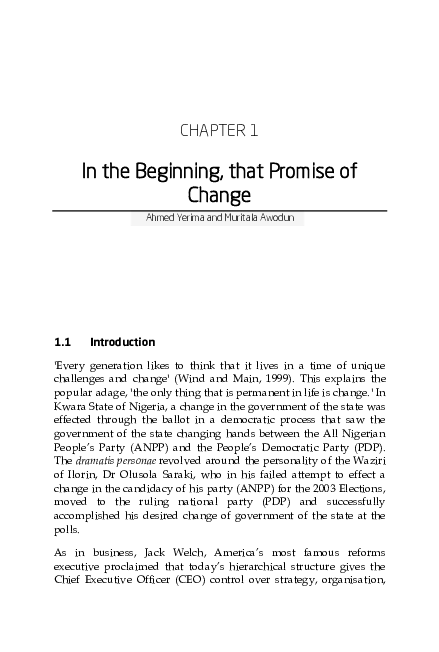 (PDF) In the Beginning, That Promise of Change