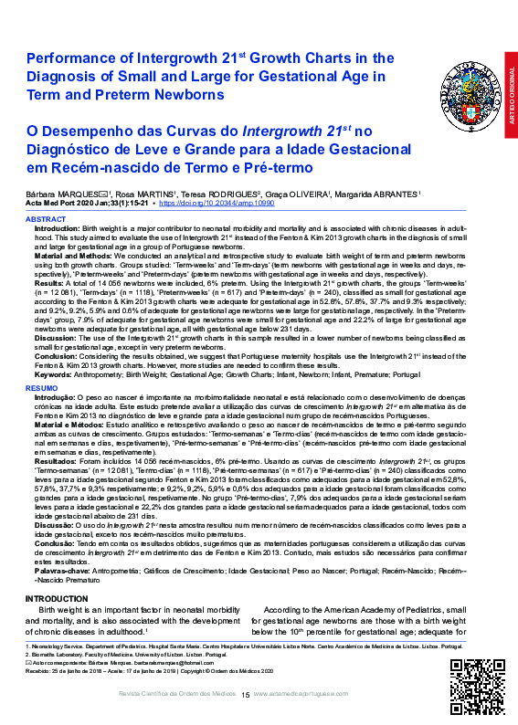 (PDF) Performance of Intergrowth 21st Growth Charts in the Diagnosis of ...