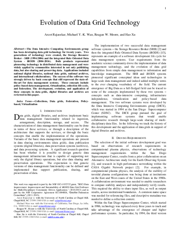 (PDF) Evolution of Data Grid Technology