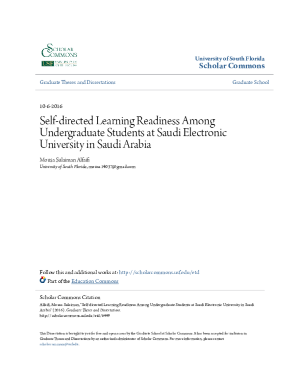 (PDF) Self-Directed Learning Readiness among Undergraduate Students at Saudi Electronic ...