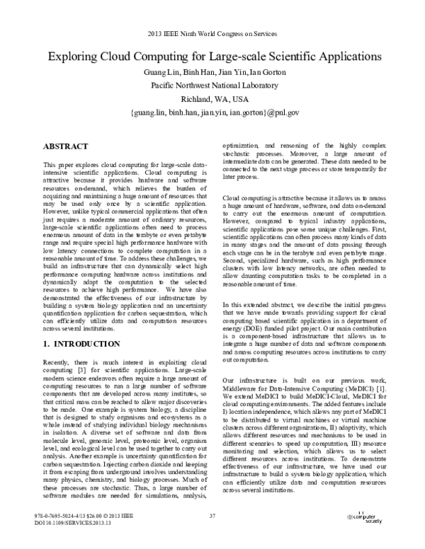 (PDF) Exploring Cloud Computing for Large-Scale Scientific Applications