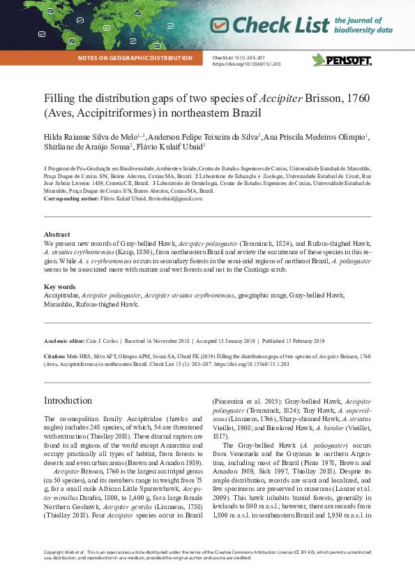 (PDF) Filling the distribution gaps of two species of Accipiter Brisson ...