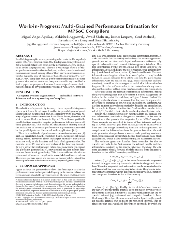 (PDF) Multi-grained performance estimation for MPSoC compilers: work-in-progress