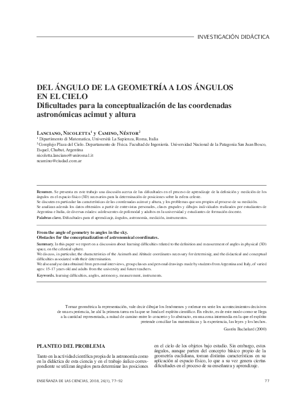(PDF) Del ángulo de la geometría a los ángulos en el cielo ...