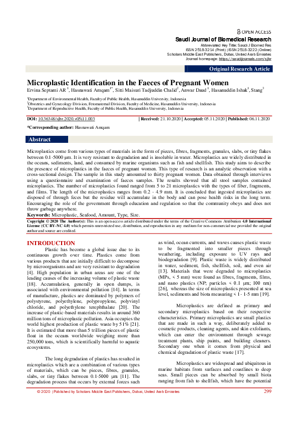 (PDF) Microplastic Identification in the Faeces of Pregnant Women