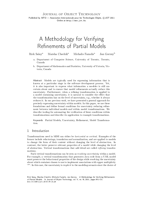 (PDF) A Methodology for Verifying Refinements of Partial Models