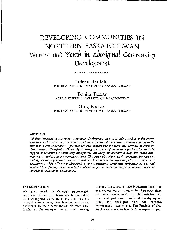 (PDF) Native Studies, University of Saskatchewan