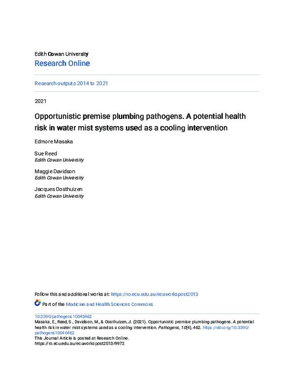 (PDF) Opportunistic Premise Plumbing Pathogens. A Potential Health Risk ...