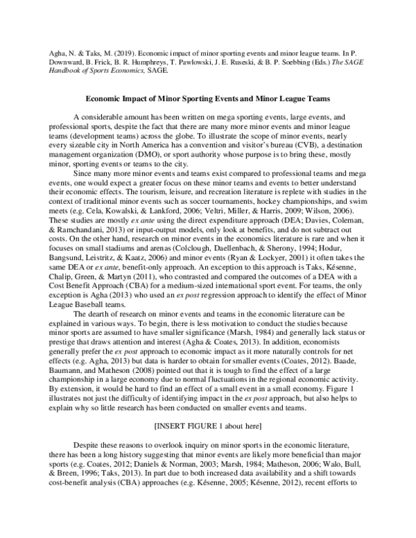 (PDF) Economic Impact of Minor Sporting Events and Minor League Teams