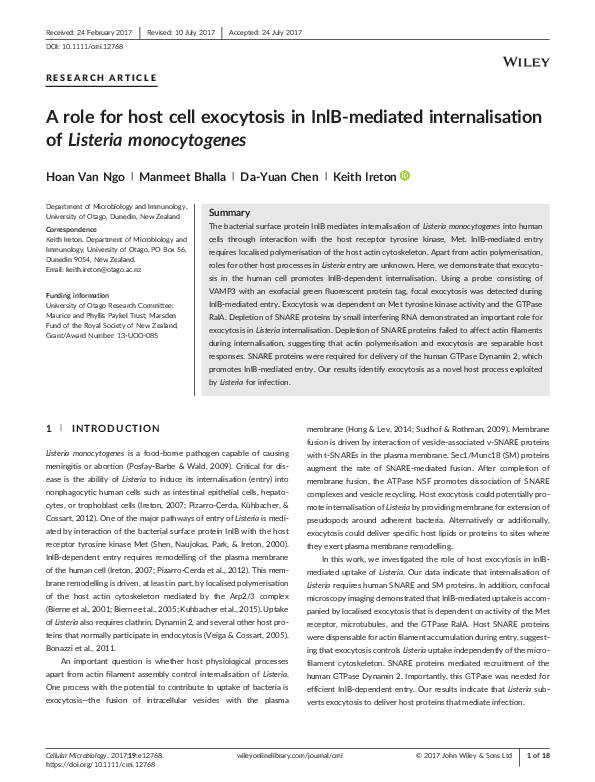 (PDF) A role for host cell exocytosis in InlB-mediated internalisation ...