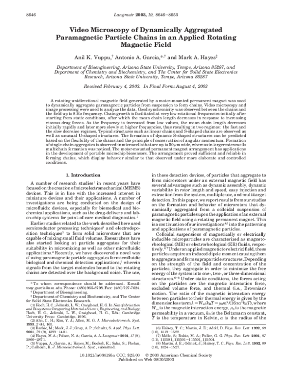 (PDF) Video microscopy of dynamically aggregated paramagnetic particle chains in an applied ...