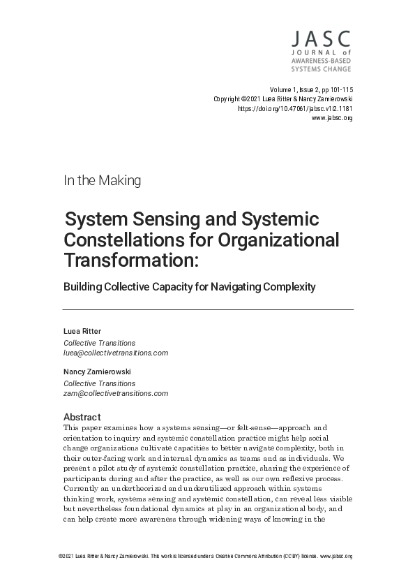 (PDF) Systems Sensing and Systemic Constellation for Organizational ...