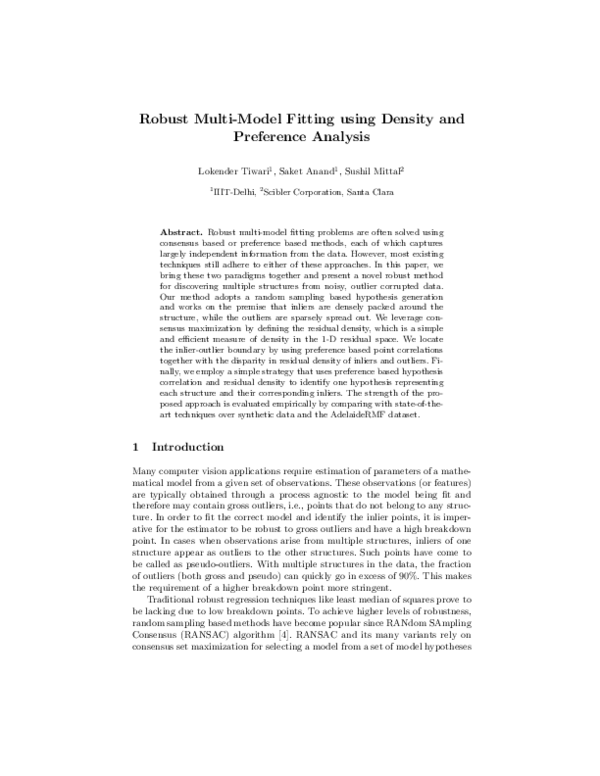 (PDF) Robust Multi-Model Fitting Using Density and Preference Analysis