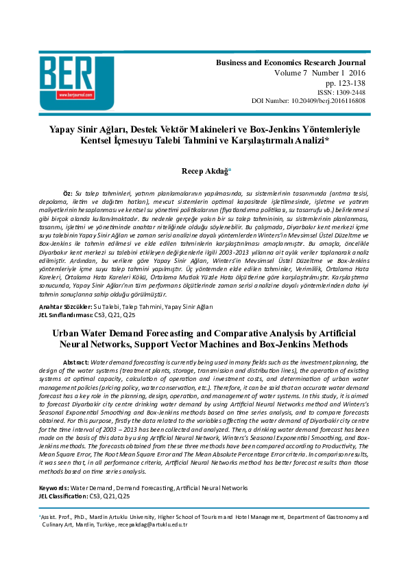 Pdf Urban Water Demand Forecasting And Comparative Analysis By Artificial Neural Networks