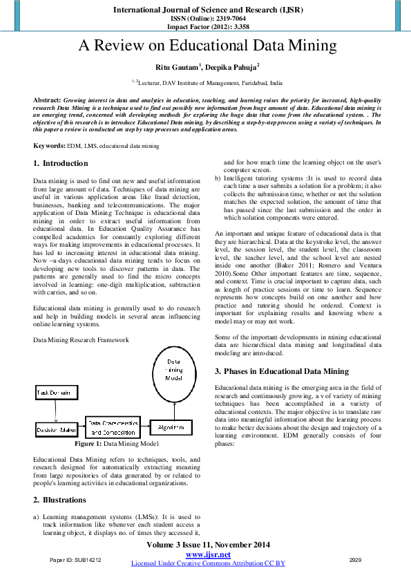 (PDF) A Review on Educational Data Mining | ritu Gautam - Academia.edu