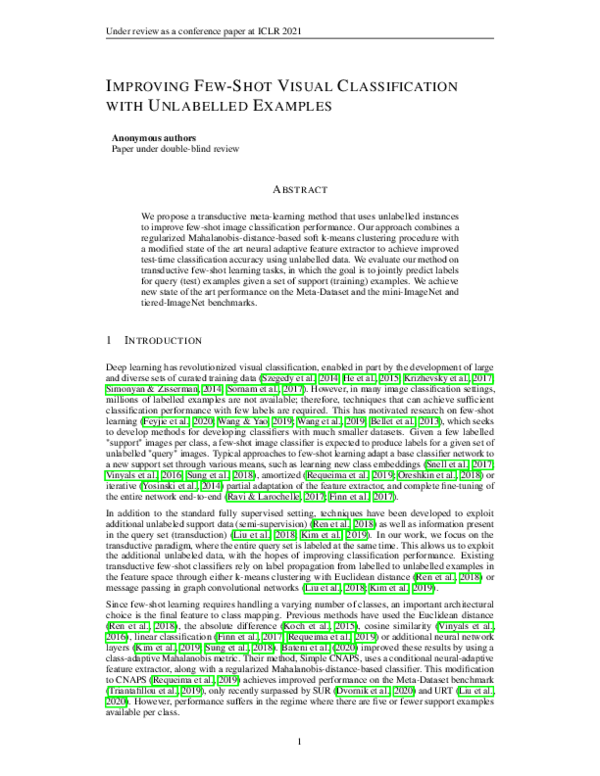 (PDF) Improving Few-Shot Visual Classification with Unlabelled Examples ... (PDF) Improving Few-Shot Visual Classification with Unlabelled Examples ...