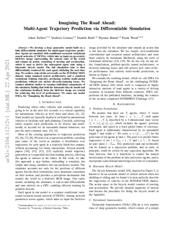 Pdf Imagining The Road Ahead Multi Agent Trajectory Prediction Via Differentiable Simulation