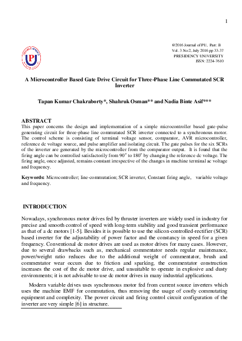 Pdf Microcontroller Gate Drive Circuit For Scr Inverter Control