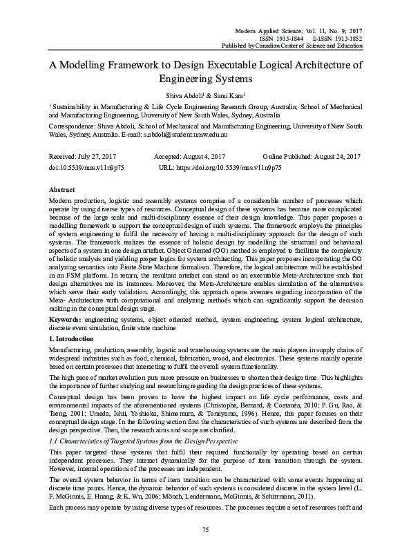 Pdf A Modelling Framework To Design Executable Logical Architecture 7521