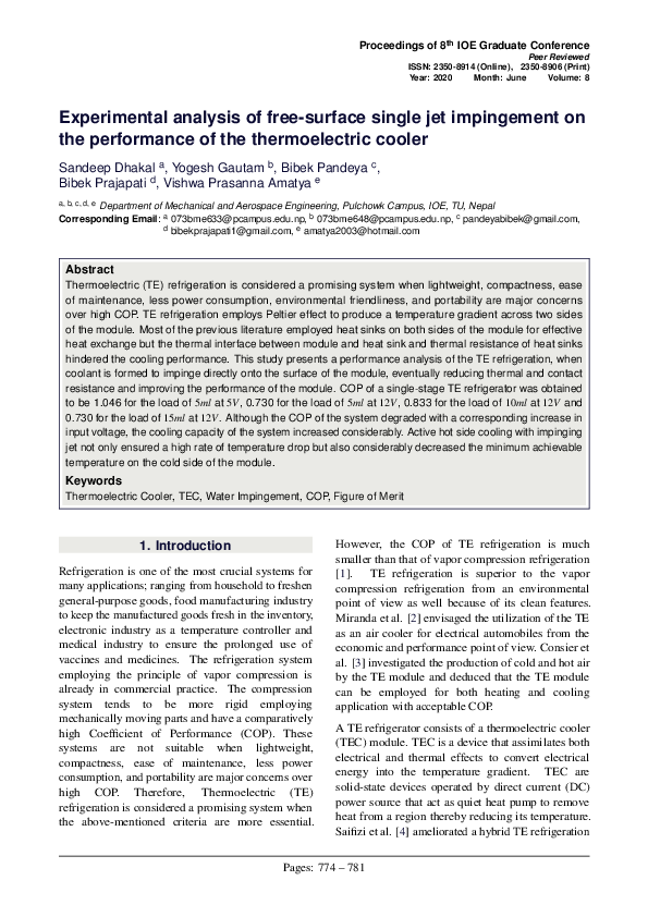 (PDF) Experimental analysis of free-surface single jet impingement on ...