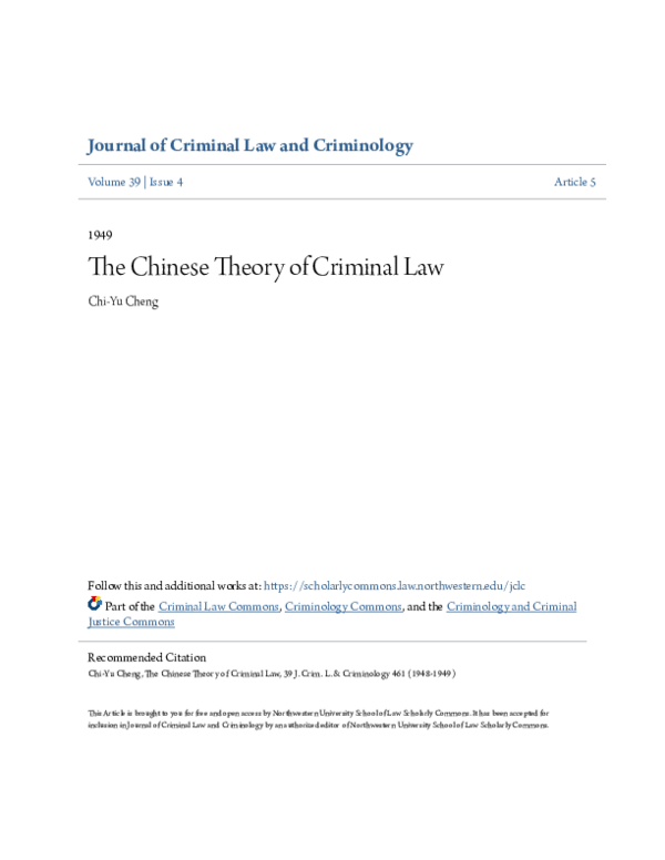 (PDF) The Chinese Theory of Criminal Law