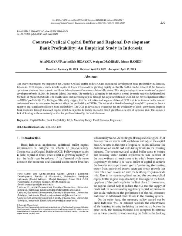 (PDF) Counter-Cyclical Capital Buffer and Regional Development Bank ...