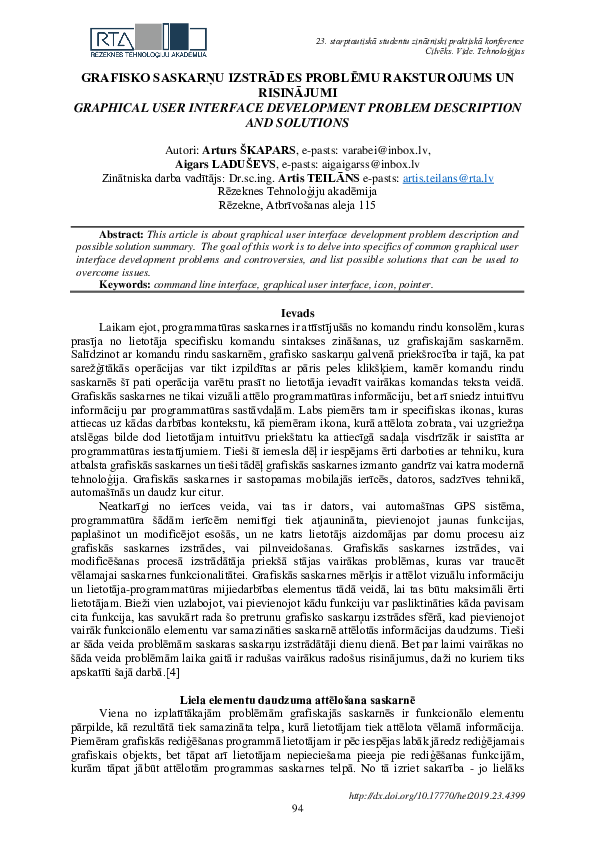 (PDF) Graphical User Interface Development Problem Description and ...