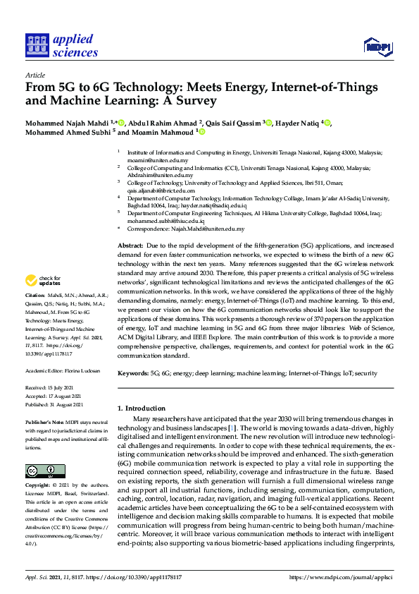(PDF) From 5G to 6G Technology: Meets Energy, Internet-of-Things and ...