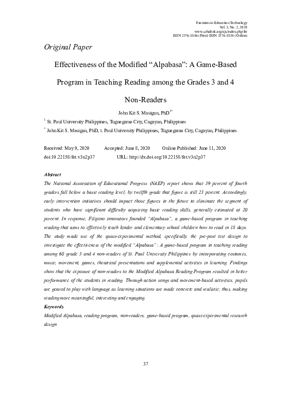 (PDF) Effectiveness of the Modified “Alpabasa”: A Game-Based Program in ...